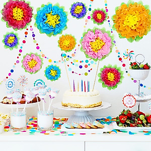 Set of 20 Fiesta Paper Flowers,Colorful Tissue Paper Flowers,Crepe Paper Flowers for Spring Party,Baby Shower,Carnival,Crafts,Wedding Backdrop