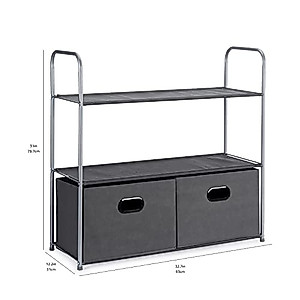 Amazon Basics Closet Storage Organizer with Fabric Bins and Shelves, Grey, 32.7" x 12.2" x 31"