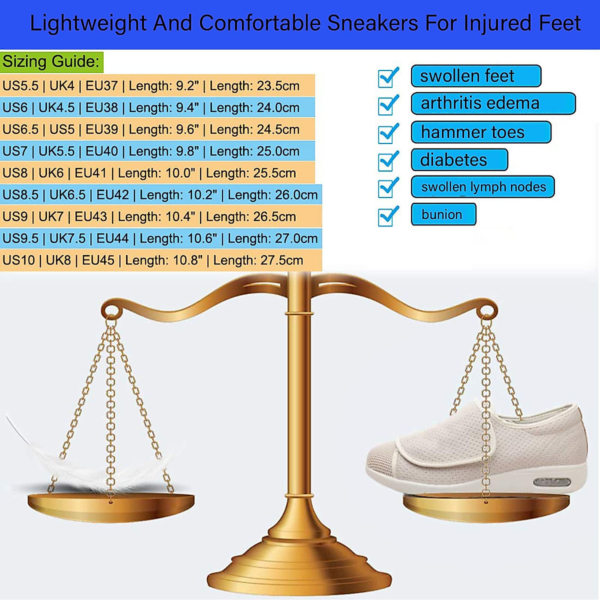 SOLPNOW Women's Comfortable Wide Lightweight Walking Shoes,Breathable Adjustable Diabetic Shoes Air Cushion Sneakers (11,Black Gray)