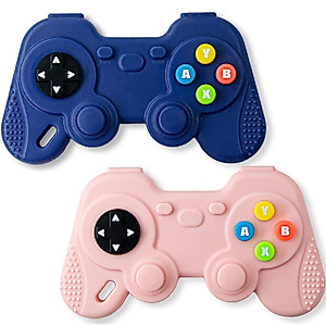 2 Packs Baby Teething Toy, Silicone Game Controller Teethers for Babies 6-12 Months, Baby Chew Toys for Sucking Needs, BPA Free