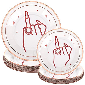 Maxcheck 60 Pcs Bachelorette Party Paper Plates Ring Finger Disposable Plates Dessert Dinner Plate Rose Gold Bridal Shower Gift Bachelorette Party Paper Tableware for Bridesmaid Favor Engagement Party