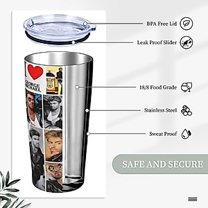 DFAGGQL George Music Michael Stainless Steel Insulated Tumbler Coffee Mug Water Cup Vacuum Bottle with Straw and Lid 20 oz
