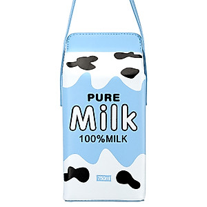 QiMing Pure Milk Box Crossbody Purse Bag,PU Phone Shoulder Wallet for Women Girl