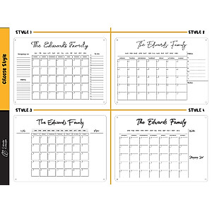 PERSONALIZED Premium Family Name Acrylic Calendar for Wall - Customized Acrylic Wall Calendar - Dry Erase Board Monthly Family Planner - Design by Yourself - Custom Acrylic Wall Calendar