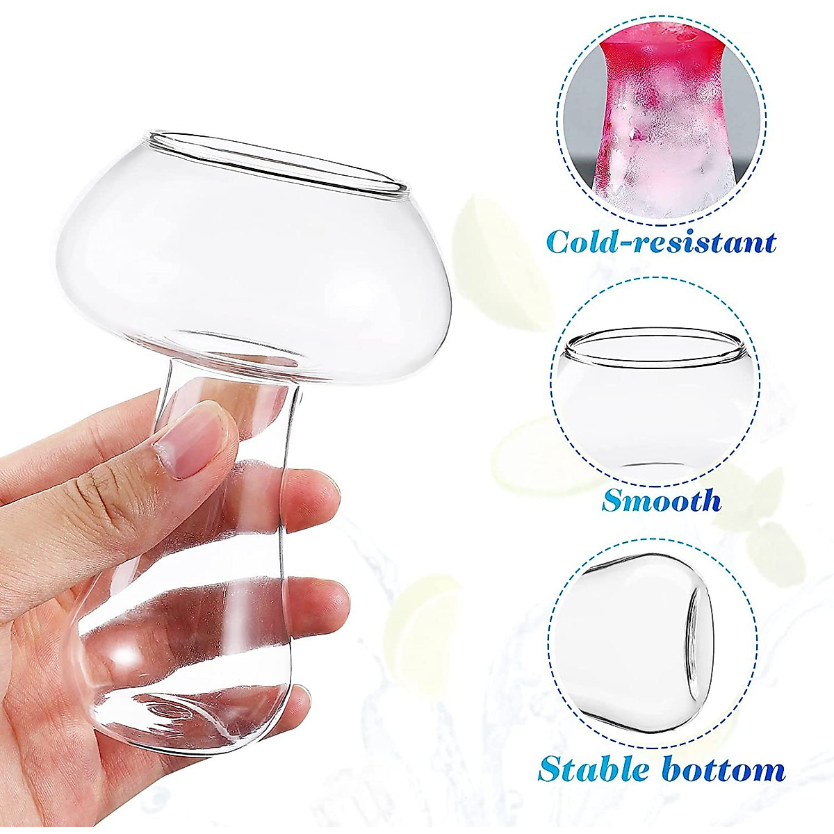 DOITOOL Cocktail Glass, Mushroom Shape Cocktail Glass Cup, Creative Mushroom Drinks Cups Wine Glasses for Home Bar Catering KTV Club Wedding Party, 280ml, 1Pcs