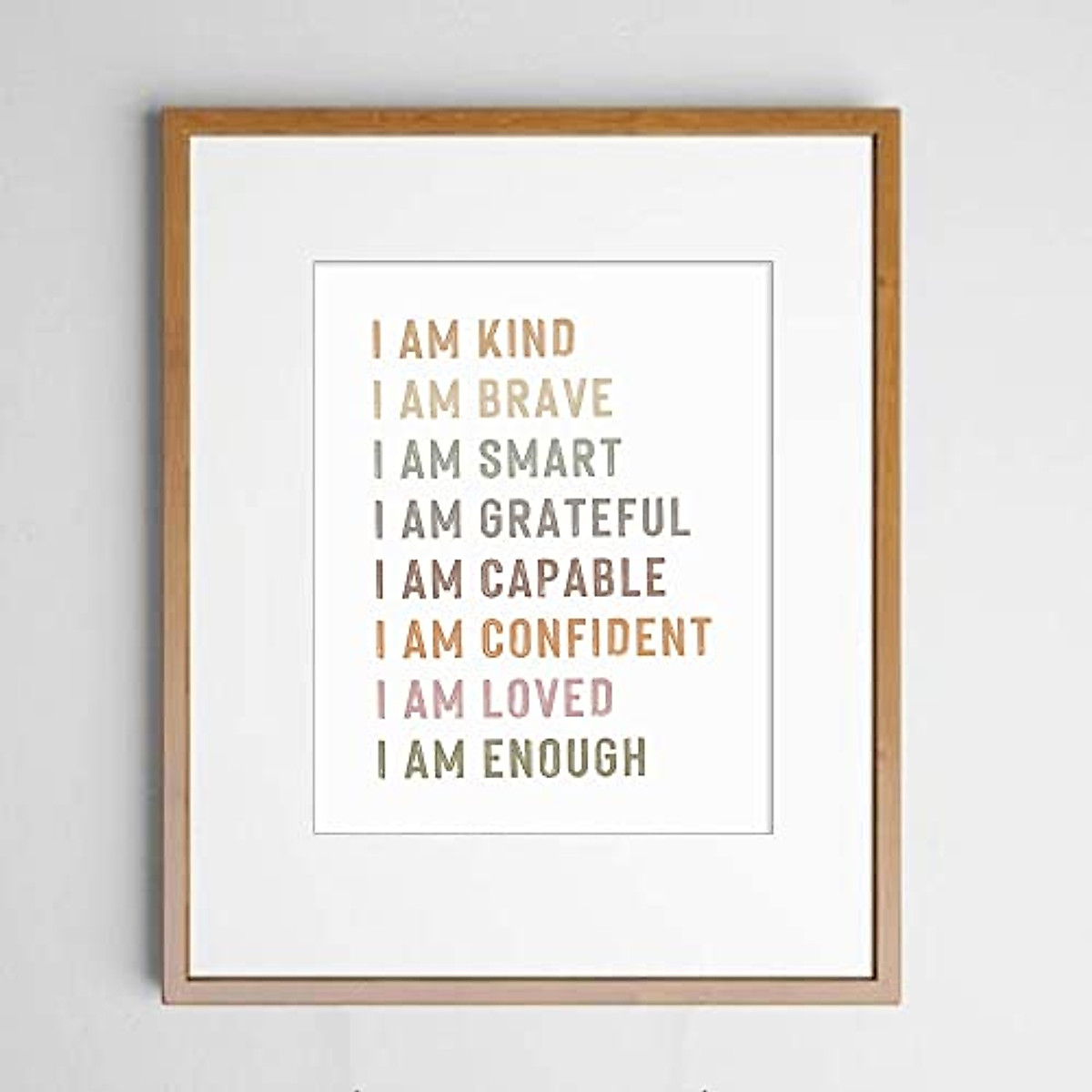 Affirmations Art Print for Kids, Classroom Wall Art, I am Enough, Kid's Bedroom, Rainbow Affirmations Print, I am Kind Smart Loved, Inspirational Nursery Decor, Unframed (11X14 INCH)