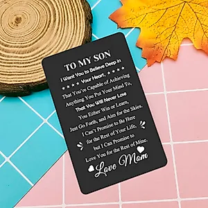 Wallet Insert Card for Son from Mom To My Son Inspirational Gifts Engraved Wallet Card Inserts Inspirational Card Birthday Graduation Wedding Gift Ideas Mom to Son Gifts Son Wallet Card from Mom