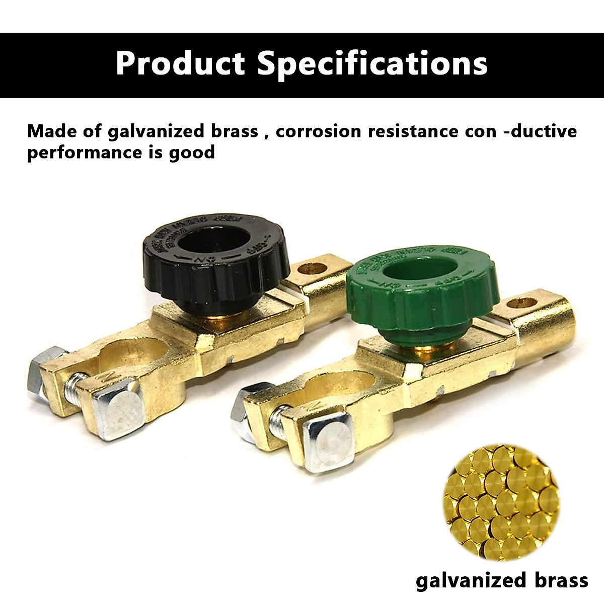 cueclue Pack-2 Cable Cut Off Switch, Copper Cable Terminal Link Quick Switch, Cable Disconnect Switch for Most Cars Boats Trucks (Gold)