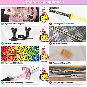 Demon Slayer Swords Building Sets for Girl 8-14, 39in Tsuyuri Kanao Sword Building Block with Scabbard and Stand, Anime Sword Building Toy Demon Slayer Gift Katana, 788 Pcs
