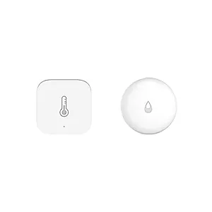 Aqara Temperature and Humidity Sensor Plus Aqara Water Leak Sensor, REQUIRES AQARA HUB, Zigbee Connection, For Remote Monitoring, Alarm System and Smart Home Automation