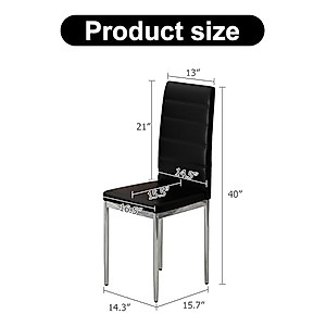 WINWOL Modern Dining Chairs Set of 4,Products are Perfect for Restaurants, Living Rooms, Kitchens, and Offices,PU Leather Upholstery,high Back and Metal Legs (Black, Set of 4)