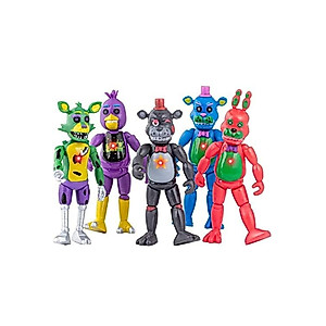 LBHTRR 5 pcs Set Five Nights Freddy Action Figures|Dolls for All Kids Toys Gifts Foxy Articulated Action|Figure Freddy/Kim Freddy/Fox/Chika/Bonnie|Size 5-6 ''|Multicolor