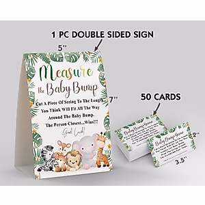 Baby Shower Games - Measure Mommy's Belly Game, How Big is Mommy's Belly, Mommys Belly Size Game, Includes a 5x7 Standing Sign and 50 2x3.5 Advice Cards(niu-k010)