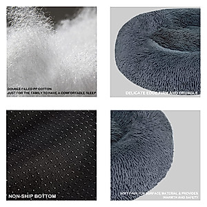 Calming Dog Bed Cat Bed, Washable Round Dog Bed - 23/30/36 inches Anti-Slip Faux Fur Donut Cuddler Cat Bed for Small Medium Large Dogs - Fits up to 25/45/100 lbs - Waterproof Bottom