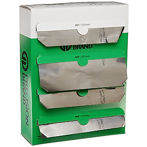 Precision Brand Carbon Steel 1008 Shim Stock Assortment, Full Hard Temper, AISI 1008/AISI 1010, ASTM A109 for Chemistry, 0.001", 0.002", 0.003", 0.005" Thick, 6" Width, 50" Length (Pack of 4)