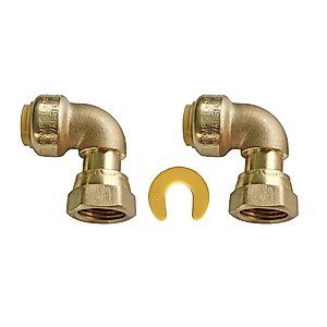 HQMPC Push Elbow Coupling with Union 1/2"X1/2" 2Pcs No Lead Push-to-Connect Plumbing Fittings Brass Pipe Connector Fittings for Copper PEX CPVC