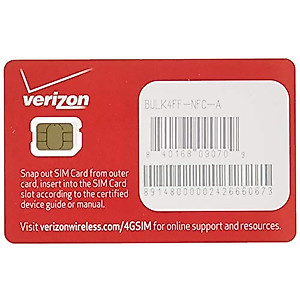 Verizon Wireless 4G LTE Nano SIM Card 4FF, Non-NFC, Only Compatible With iPhone (No Android)