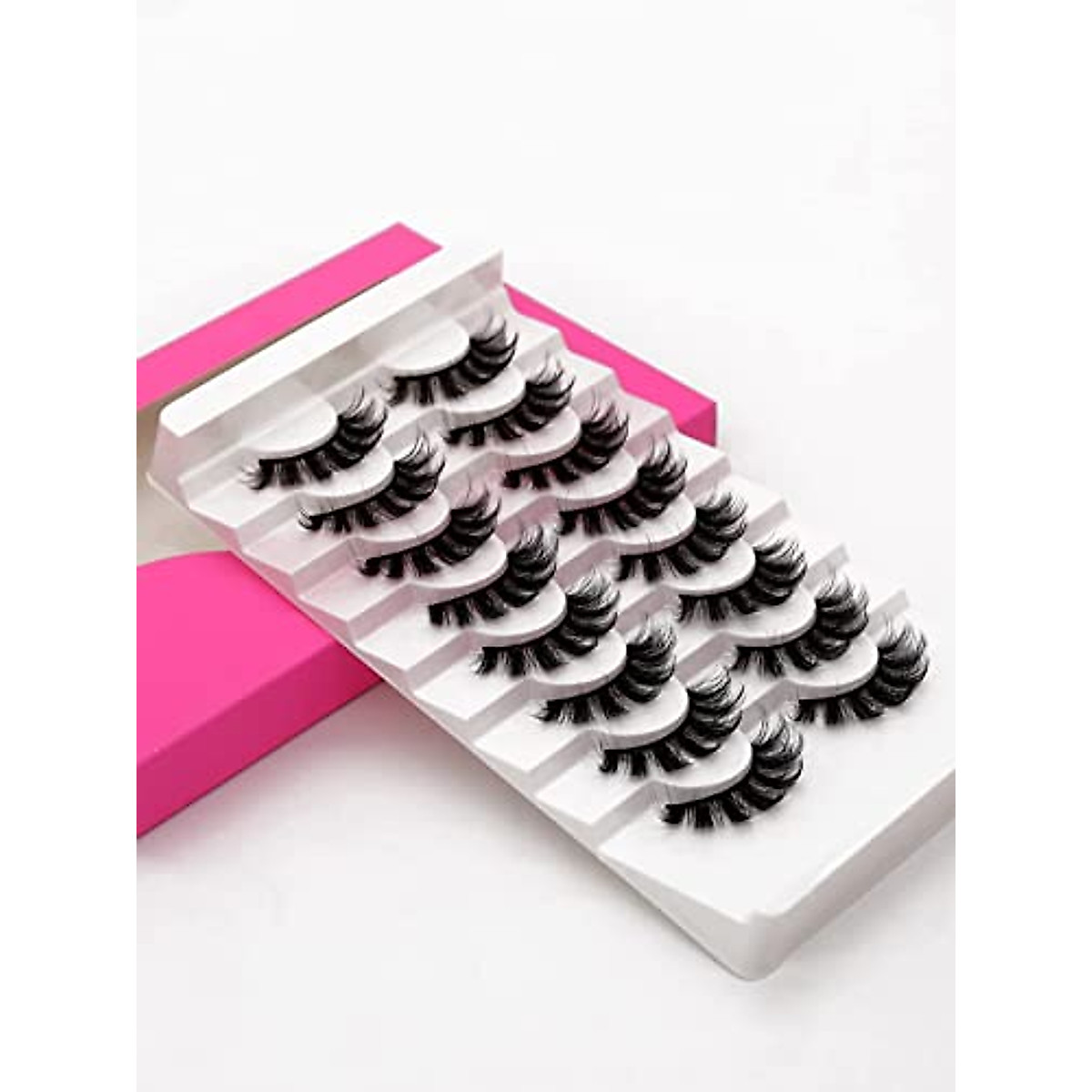 beautykaisen 8Pair 3D False Eyelashes Cross Fluffy Natural Look PACK Volume Fluffy Natural Faux Mink Lashes(3D999 DRAK PINK) 8pair-3D999 8pair-3D999 0