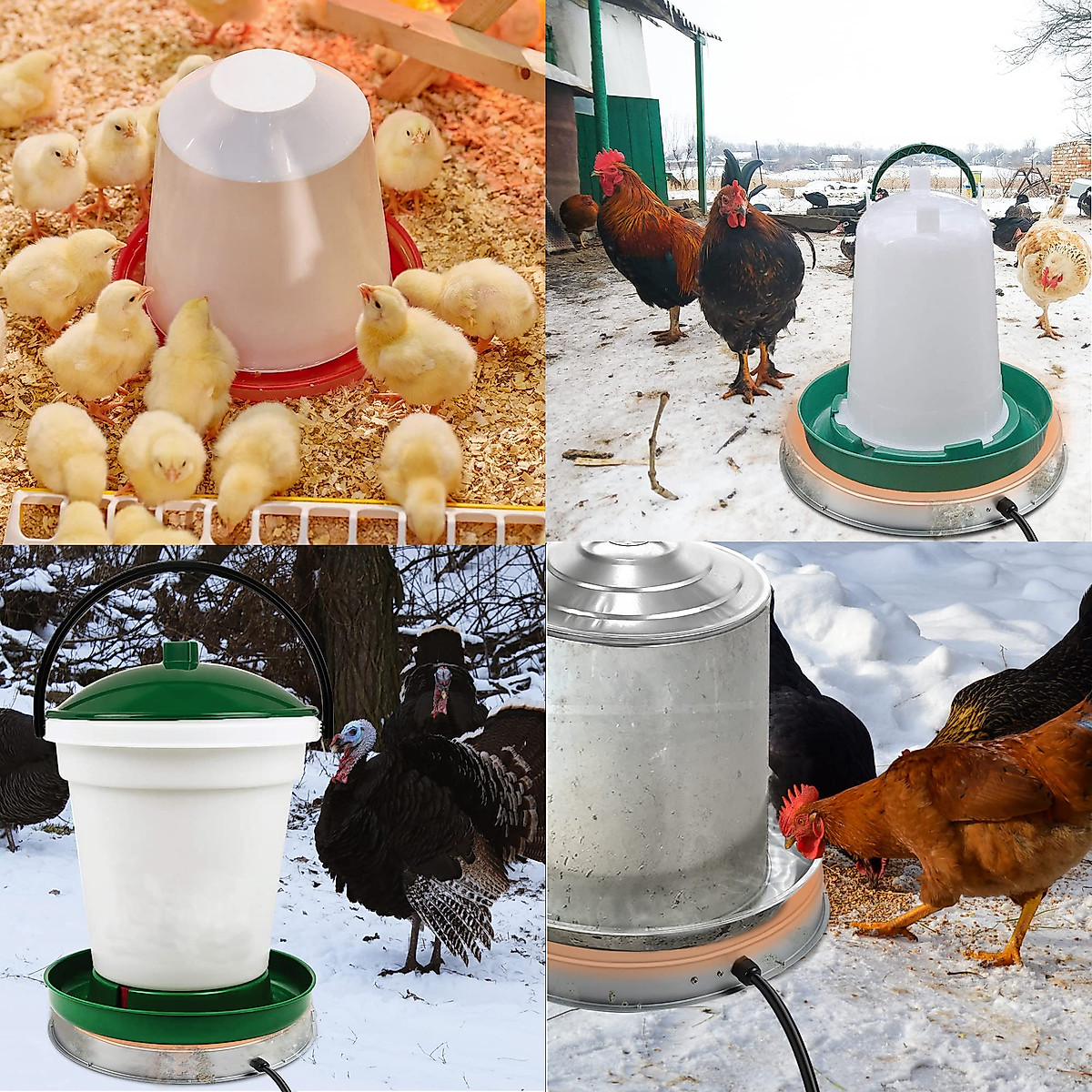 Poultry Chicken Water Heater: Chicken Water Heater Base for Winter, for Plastic/Metal Poultry Watere Under 6 Gallons, Heated Waterer for Chickens 130W