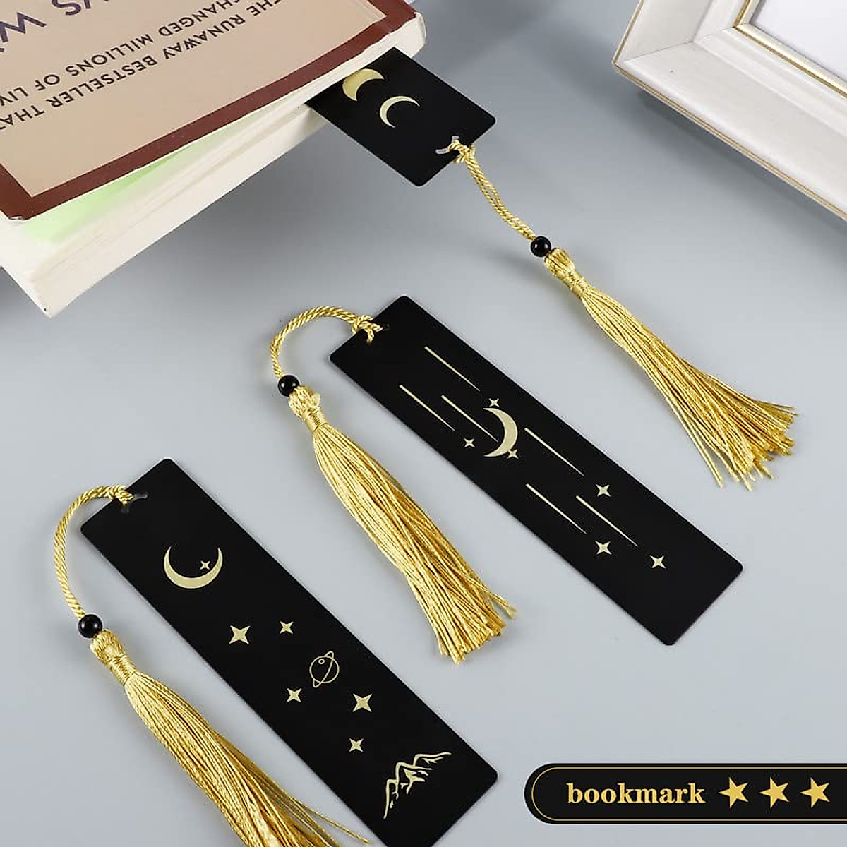 3 Pack Space Moon Bookmarks for Women Metal Bookmark with Boxes for Book Lovers Gifts Book Marks Valentines Day Gifts for Teachers Women Teens Graduation Gifts Retirement Gifts Birthday Gifts