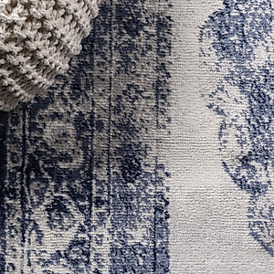 JONATHAN Y MDP403A-5 Rosalia Cottage Medallion Indoor Area -Rug Vintage Bohemian Easy -Cleaning Bedroom Kitchen Living Room Non Shedding, 5 ft x 8 ft, Navy