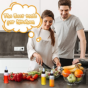 Gandeer 100 Pcs 2 oz Plastic Squeeze Bottles Condiment Squirt Bottle Small Boston Dispensing Bottles with Black Twist Cap and 5 Pcs Funnels Liquids Mini Dressing Container Ketchup Paint Bottles