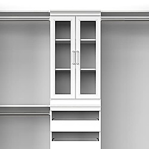 ClosetMaid Modular Storage Pair Set, 2 Glass Pane Doors, Wood Closet Organizer Shaker Style, Add On Accessory for Shelf Units, White, 34.88" H x 21.02" W x 1.81" D