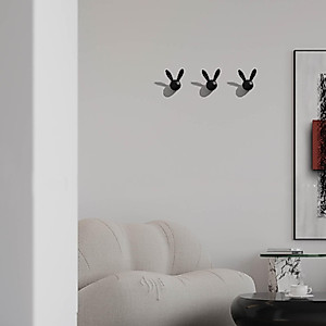 Kcmwsy 3 Pack Coat Hooks Cute Rabbit Shape Metal Towel Hooks Heavy Duty Wall Hooks Modern Bathroom Door Hooks for Coat,Bag,Hat, Scarf,Towel,Key etc (Matte Blue, Large Size)