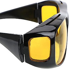 Lxnoap Night Vision Driving Wraparounds Wrap Around Prescription Glasses Anti Glare Sunglasses for Men and Women (Yellow Lens)