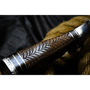 2a's Knives Handmade D2 Steel Bowie Knife with Sheath, This Cutting Knife has Hand Engraved Wood Handle.