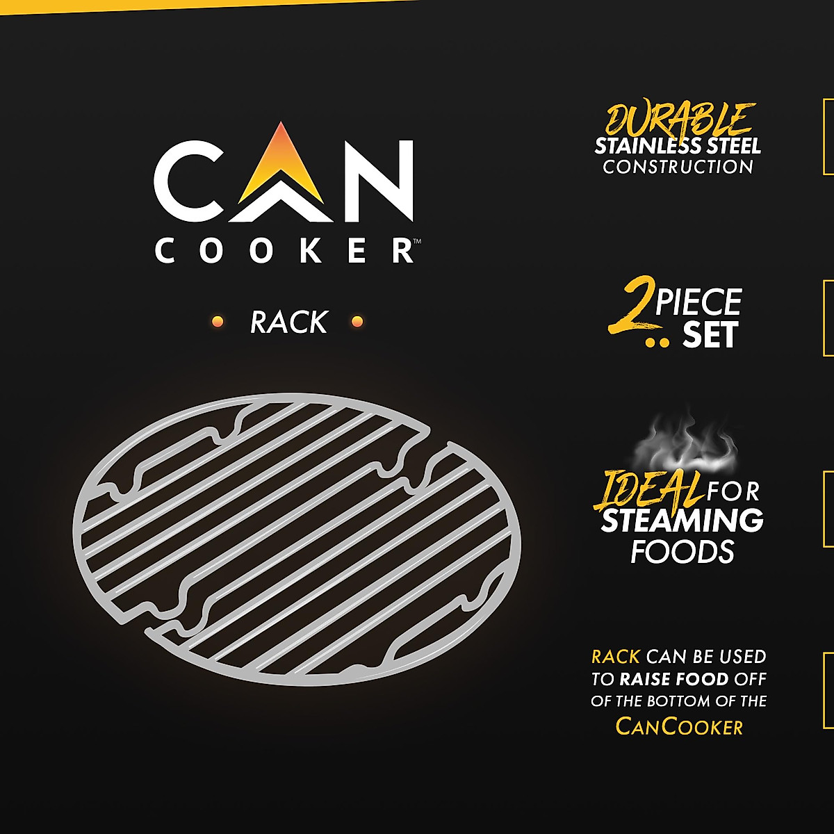 CanCooker Round Outdoor Stainless Steel Two Piece Rack, Raising Food Up and Prevents Burning and Sticking Meals, Silver (2 Pack)