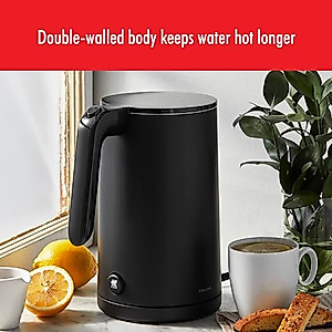 ZWILLING Enfinigy Cool Touch 1-Liter Electric Kettle, Cordless Tea Kettle & Hot Water - Black