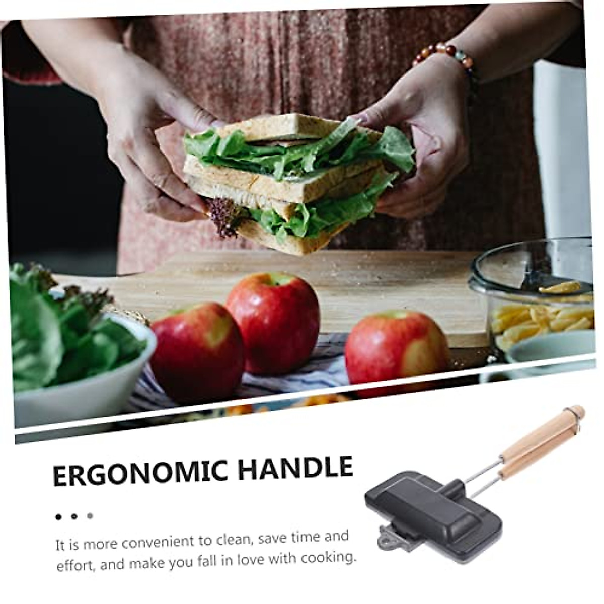 SHOWERORO Sandwich Pan Loaf Bread Pan Toaster Oven Pans Bread Mold Baking Pan Kitchen Bread Frying Pan Sandwich Baking Pan Aluminum, Wood Non Stick Accessories Nonstick Cookware Grill Pan