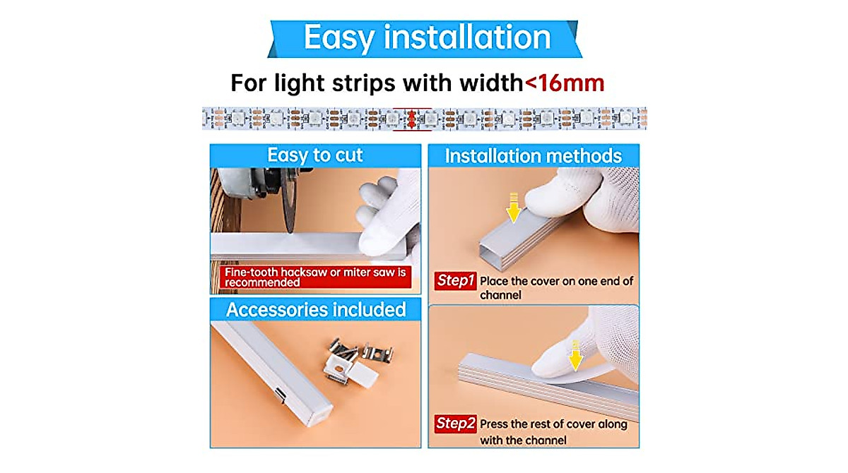 Muzata 10-Pack Waterproof LED Channel System for Indoor & Outdoor Use