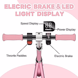 Kids Electric Scooter Ages 6-12 Gobazaar, Colorful LED Lights, Up to 8-10 MPH & 7.5 Miles,150W Electric Scooter for Kids with 3-Speed Adjustment,4-Height (Pink)