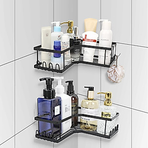 Sevlaz Corner Shower Caddy,Hanging Adhesive Bathroom Shelves, Bathroom Organizers and Storage for Inside Shower, Black Large Capacity Rustproof Shower Accessories for Bathroom & Apartment