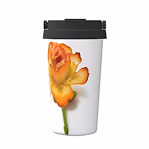 Insulated Coffee Mug Gold Rose Floral 17oz Double Wall Vacuum Stainless Steel Tumbler With Leak-Proof Lid And Handle, Cute Travel Thermos Mug For Cold Hot Drinks
