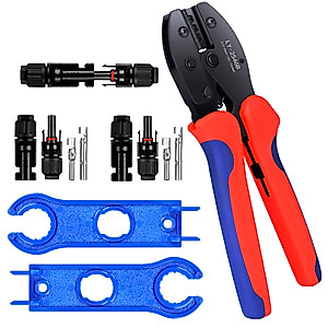 Karidge Solar Cable Connector-Crimping Tool Kit,20 Pairs Male/Female Solar Panel Connectors, 1 Crimper Pliers,2pcs Spanner Wrench,40pcs Solar Panel Wiring Kits