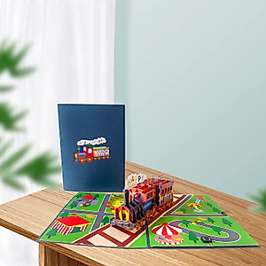 3D Music Cartoon Train Birthday Card, 3D Pop Up Birthday Greeting Cards with Music, Play Happy Birthday Music for Wife, Husband, Him, Her,Kids, Men and Women