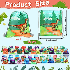 40 Pack Dinosaur Party Supplies Favor Drawstring Bags for Kids Birthday Gift Bags Dino Theme Party Favor Bags Dino Backpack Bag Treat Goodie Candy Bags for Boy Girl Baby Shower School Travel, 20 Style