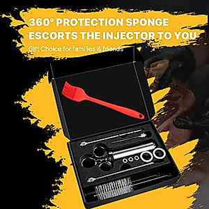 AOYOCO Meat Injector, 2oz 12pcs Injector Marinades for Meats with 3 Needles, Basting Brush and Cleaning Brushes, Dishwasher Safe Stainless Steel Flavor Injector for Meat with Ebook