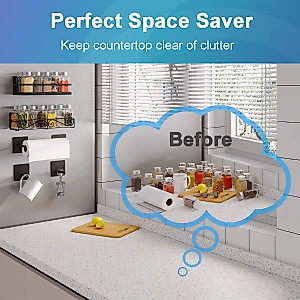 Magnetic Paper Towel Holder, Thipoten Strong Magnetic Hooks/Rack for Kitchen, Work Benches, Storage Closets, Grill, Garage (Black)