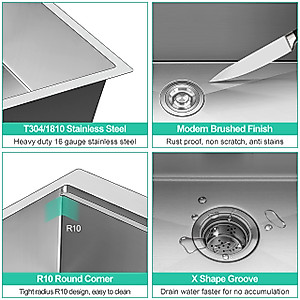 Homikit Kitchen Sink 33 x22 Inch, 16 Gauge Stainless Steel Topmount Drop In Kitchen Sinks Single Bowl 2-Hole R10 Corner, 10" Deep Large Handmade Farmhouse Workstation Sink with 5 Pack Accessories