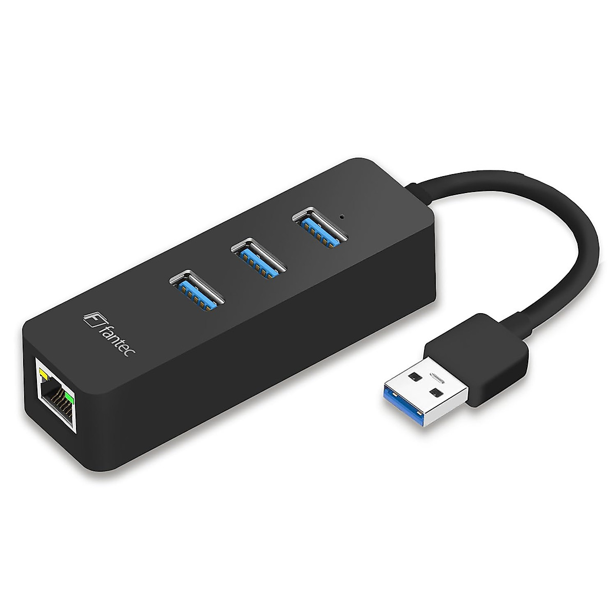 FANTEC UMP 3UE1000 USB 3.0 Hub, 3x USB 3.0 Ports, 1 x 1 GBit/s; Ethernet LAN RJ45 50 cm cable, black