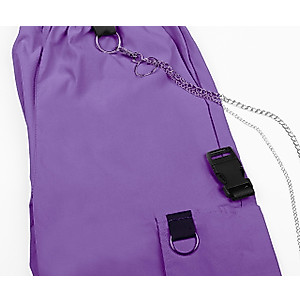 Purple Cargo Pants with Chain Kpop Fashion Gothic Clothes for Women Emo Pants Aesthetic Pants for Teens Cyberpunk Pants