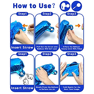 Gojmzo Personalized Name Happy Birthday Banner Decorations Blue Happy Birthday Sign Balloon Letter Balloons 2 Sets A-Z 16'' Mylar Foil Birthday Party Decorations for Kids, Women, Men, Blue