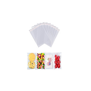 Cookie Bags For Packaging And Gift Giving, Clear Self Sealing Individual Cellophane Bags, 4 x 6 inches, 200 Pcs Plastic Wrappers For Cookies, Candy, Gifts, Favors, Products, Chocolate, Herbs, Etc