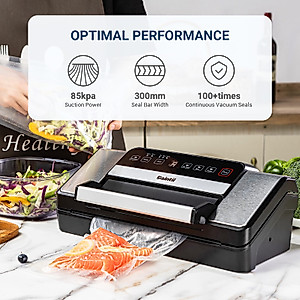 Vacuum Sealer, 85Kpa High-Suction, Multi-Functional Machine 9-in-1 for Dry & Moist Food Storage, Built-in Cutter, Roll Storage, Handle Lock, LED Indicator, Starter Kit (Bags&Roll, Air Hose)