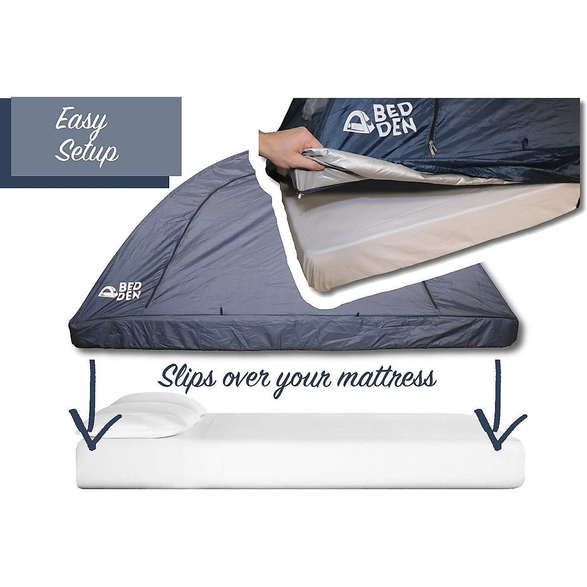 Bed Den - Foldable Privacy Bed Tent Canopy Twin XL (79.5" L x 37.4" W x 35" H) Pop Up College Dorm Room Kids Cozy Sleep Better