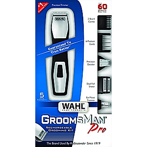 Wahl 9855-300 Groomsman Pro All-in-one Rechargeable Grooming Kit, Black/Silver